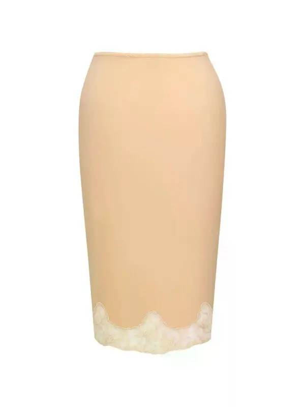 Saint Laurent Lace-detail Midi Skirt - Neutrals