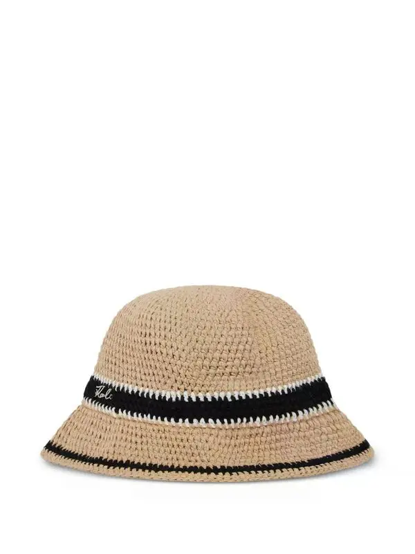 Karl Lagerfeld Signature Crochet Bucket Hat