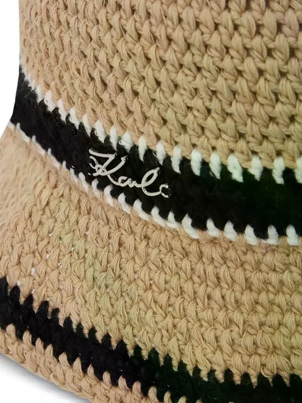 Karl Lagerfeld Signature Crochet Bucket Hat