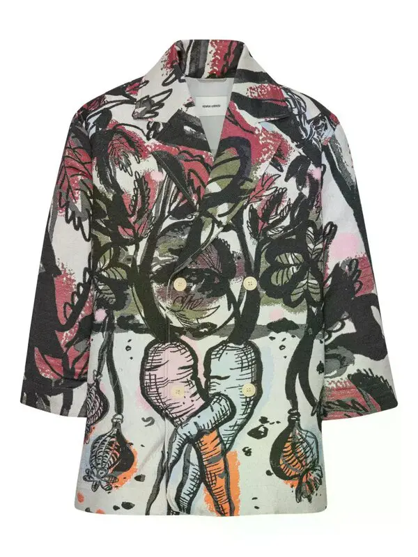 Henrik Vibskov Printed Double-breasted Coat - Neutrals