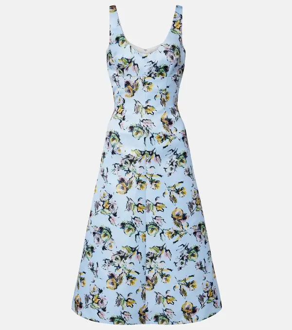 EMILIA WICKSTEAD Abella Floral Print Midi Dress - Blue