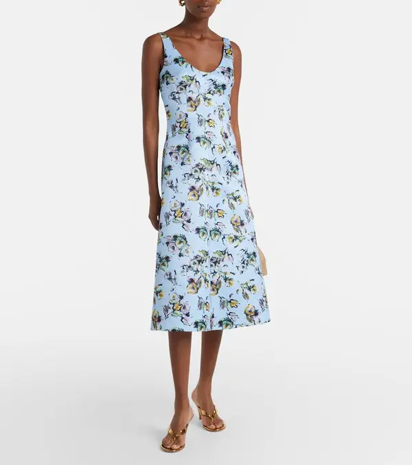 EMILIA WICKSTEAD Abella Floral Print Midi Dress - Blue