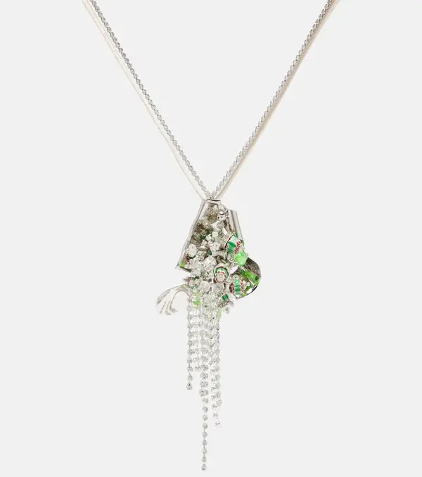 Dries Van Noten Embellished Charm Necklace - Green