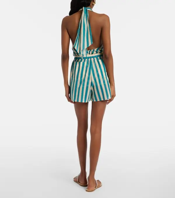 ERES Striped Cotton Voile Shorts - Blue