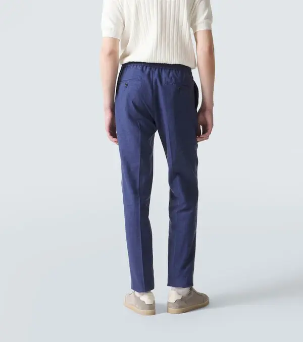 SLOWEAR Tapered Linen, Wool And Silk Pants - Blue