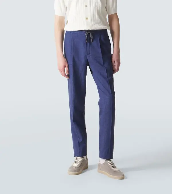 SLOWEAR Tapered Linen, Wool And Silk Pants