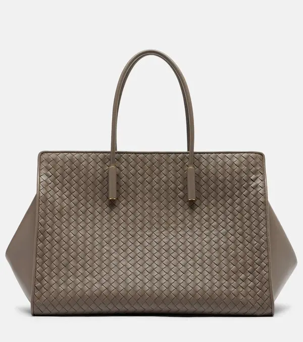 Bottega Veneta Barbara Medium Leather Top-handle Bag - Grey
