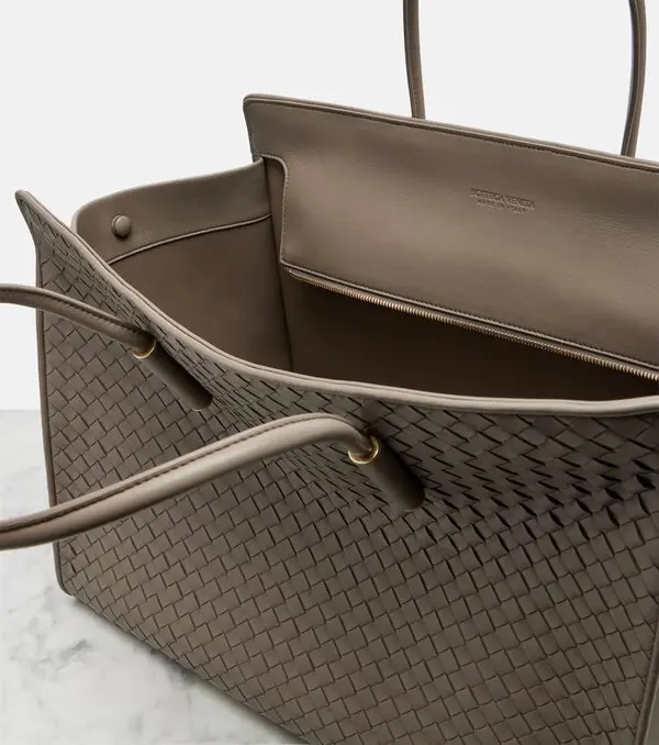 Bottega Veneta Barbara Medium Leather Top-handle Bag - Grey