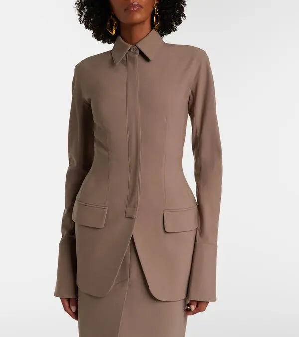 MUGLER Peplum Jacket - Brown