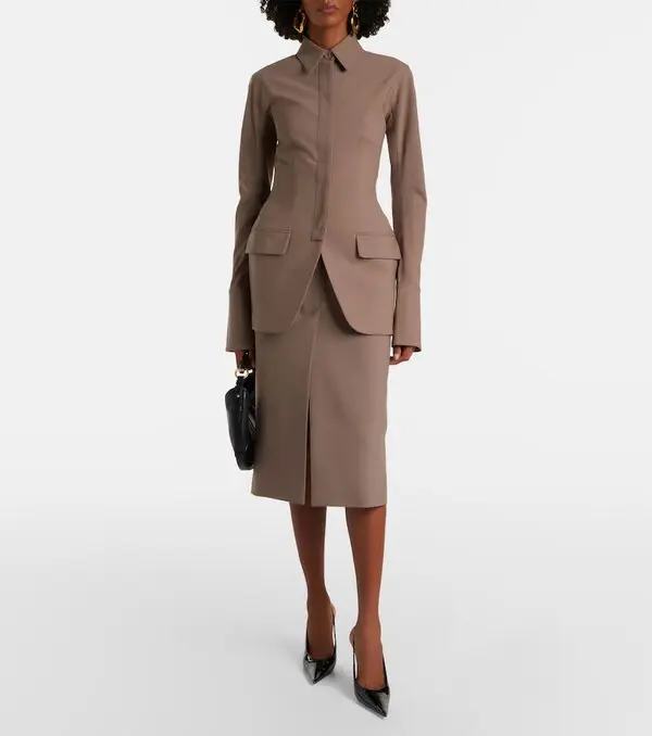 MUGLER Peplum Jacket - Brown