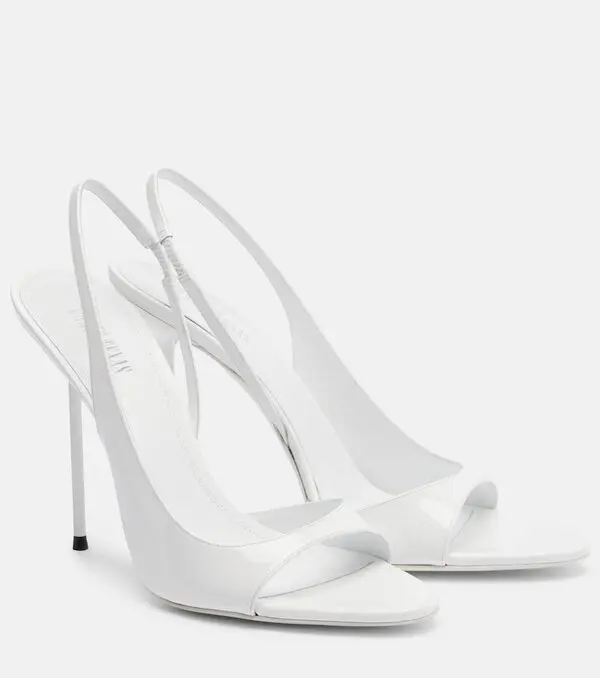 Paris Texas Lidia Patent Leather Slingback Sandals - White