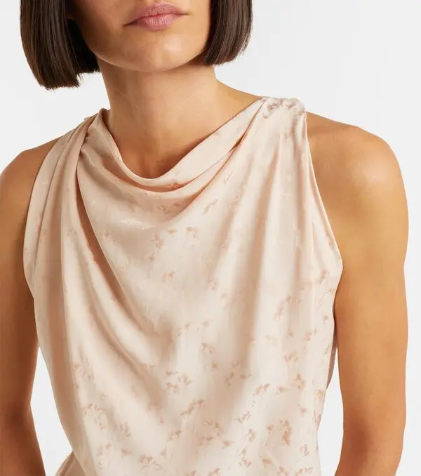 Victoria Beckham Asymmetric Draped Floral Satin Midi Dress - Pink