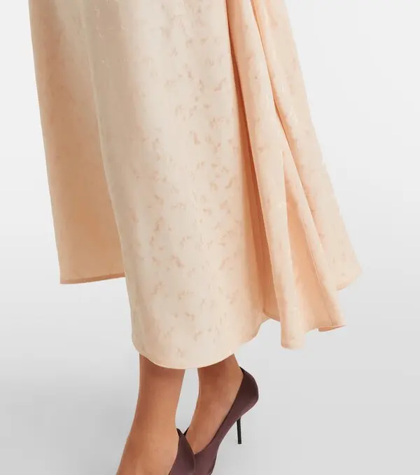 Victoria Beckham Asymmetric Draped Floral Satin Midi Dress - Pink
