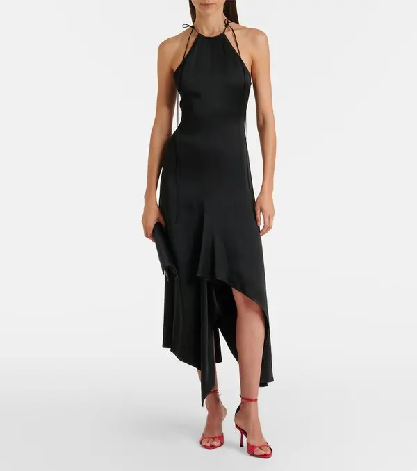Victoria Beckham Asymmetric Crêpe Satin Midi Dress