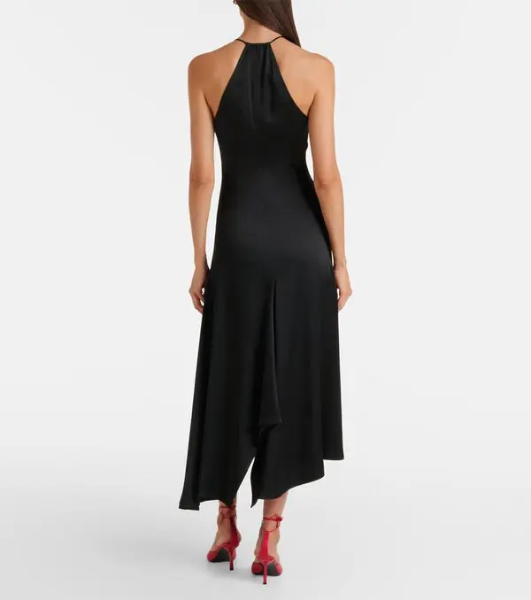 Victoria Beckham Asymmetric Crêpe Satin Midi Dress