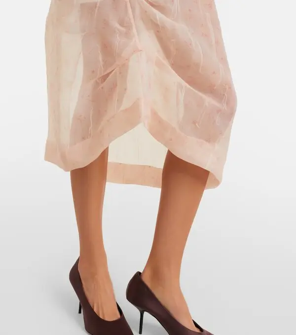 Victoria Beckham Asymmetric Ruched Organza Midi Dress - Pink