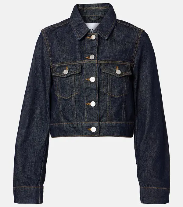 GANNI Cropped Denim Jacket - Blue