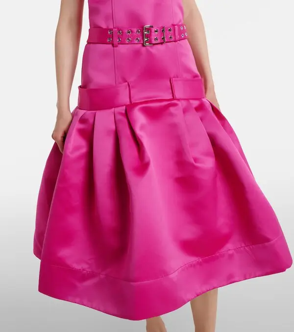 GANNI Belted Satin Midi Dress