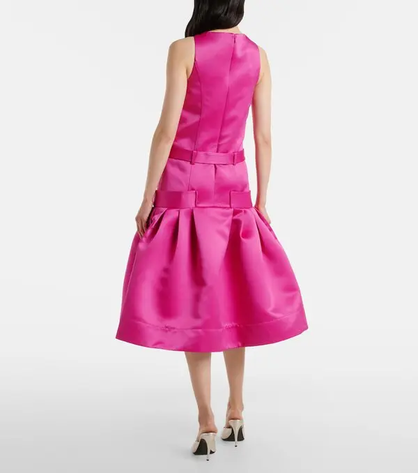 GANNI Belted Satin Midi Dress
