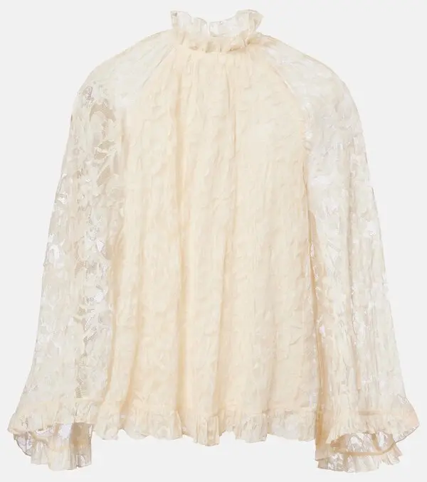 Zimmermann Carousel Ruffled Lace Blouse - White