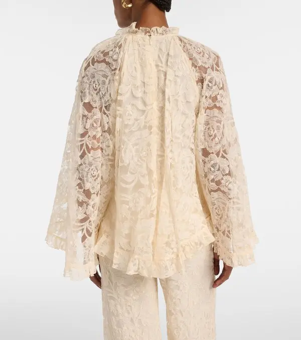Zimmermann Carousel Ruffled Lace Blouse - White