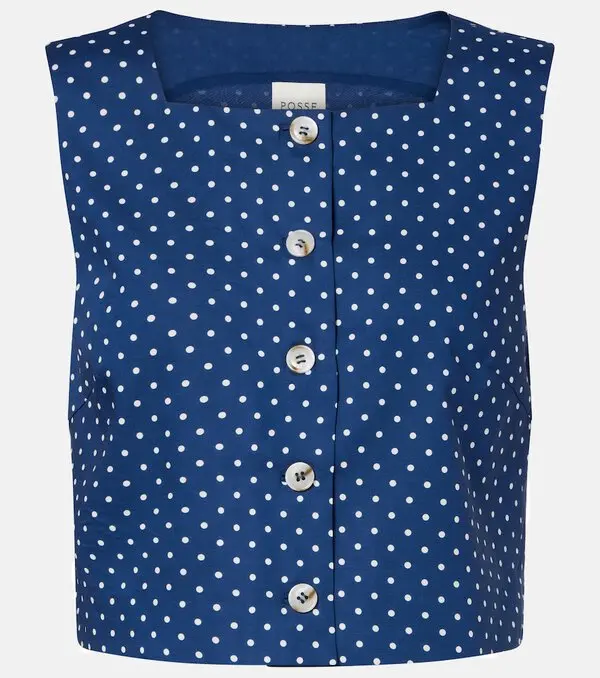Posse Rio Polka-dot Cropped Top - Blue