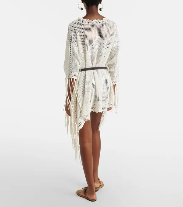 Isabel Marant Étoile Metilia Belted Crochet Minidress - White