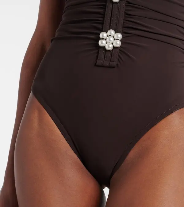 KARLA COLLETTO Maya Embellished Bandeau One Piece Swimsuit - Brown
