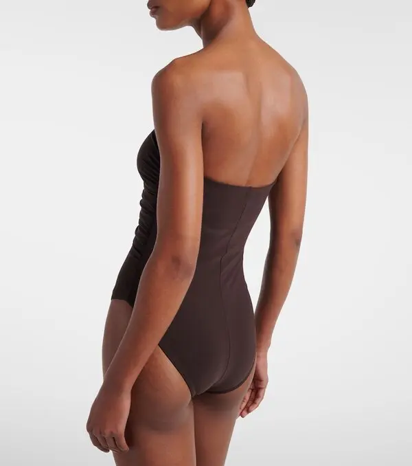 KARLA COLLETTO Maya Embellished Bandeau One Piece Swimsuit - Brown