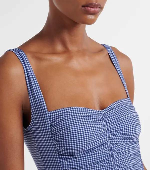 KARLA COLLETTO Gingham Ruched Swimsuit - Blue