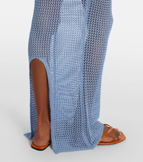 BANANHOT Hilsa Open-knit Lamé Maxi Dress - Blue