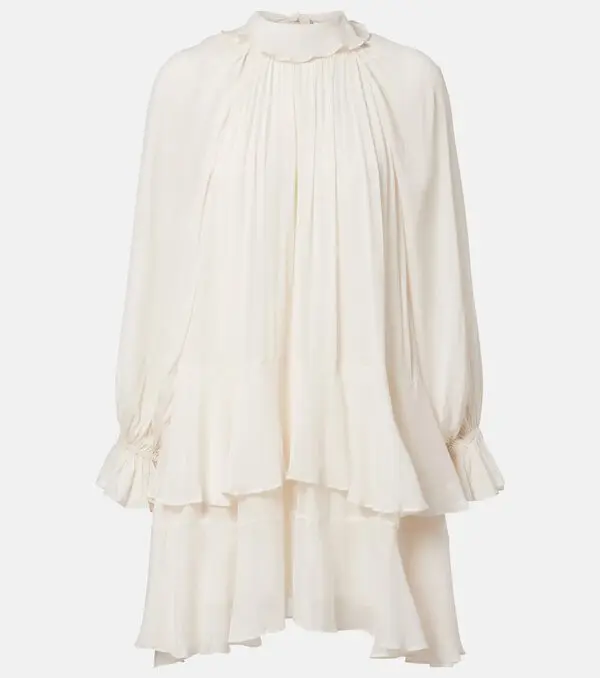 Poupette St Barth Dina Ruffled Chiffon Minidress - White