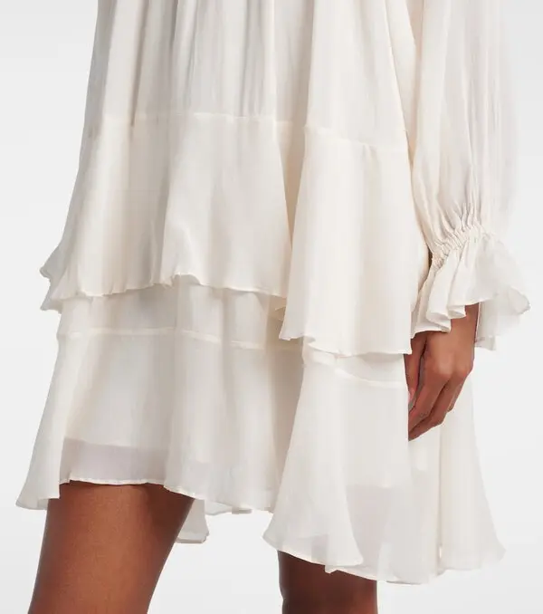 Poupette St Barth Dina Ruffled Chiffon Mini Dress
