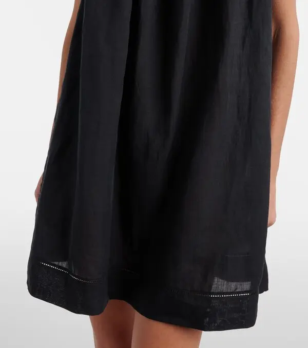 DÔEN Almadia Lace-trimmed Ramie Minidress - Black