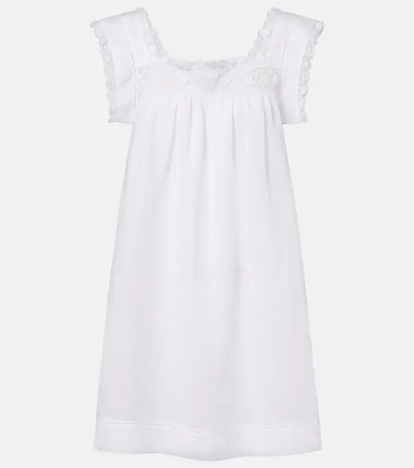DÔEN Almadia Lace-trimmed Ramie Minidress - White