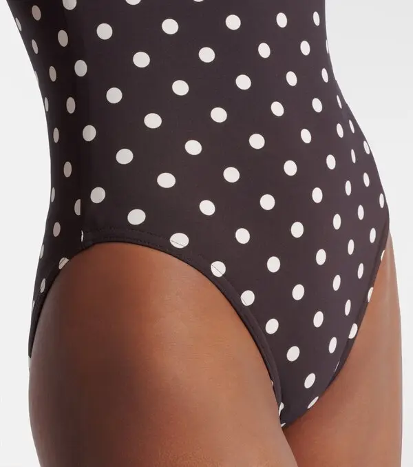 KARLA COLLETTO Floral Appliqué Polka-dot Bandeau One-piece Swimsuit - Brown