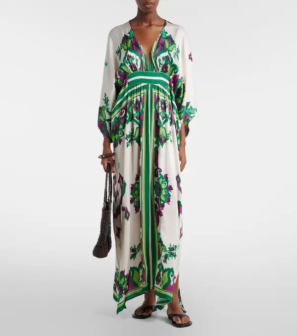 Poupette St Barth Sol Floral Satin Kaftan