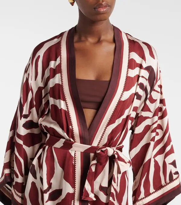 Poupette St Barth Erica Printed Satin Kaftan