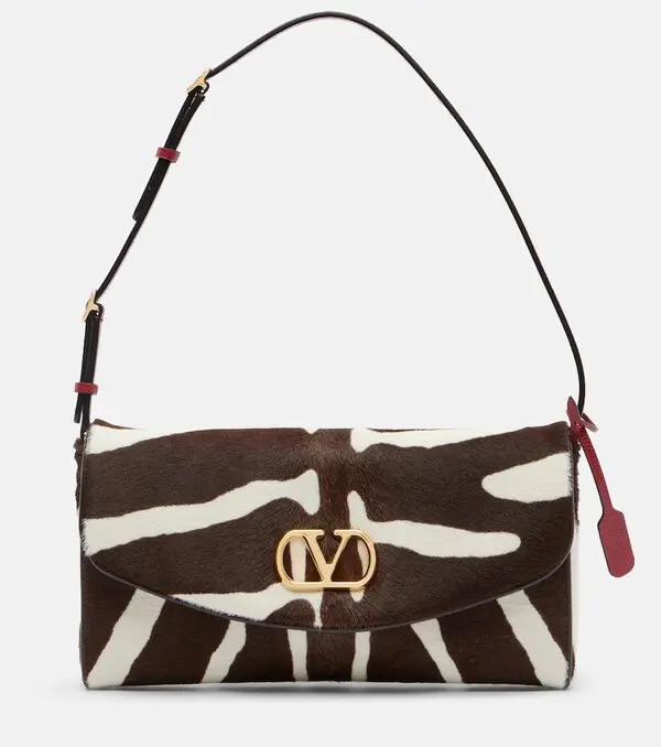 Valentino Garavani Devain Zebra-print Calf Hair Shoulder Bag