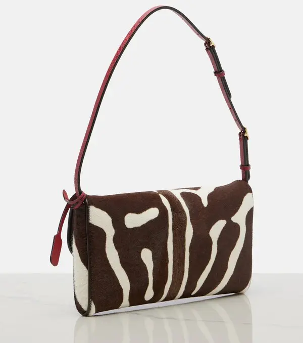 Valentino Garavani Devain Zebra-print Calf Hair Shoulder Bag