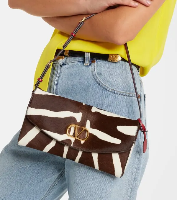 Valentino Garavani Devain Zebra-print Calf Hair Shoulder Bag