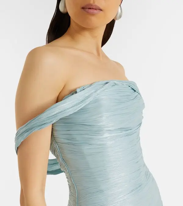 MARMAR HALIM Pleated Off-shoulder Bustier Gown