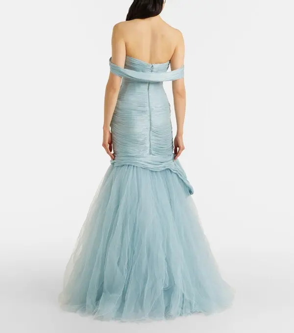 MARMAR HALIM Pleated Off-shoulder Bustier Gown