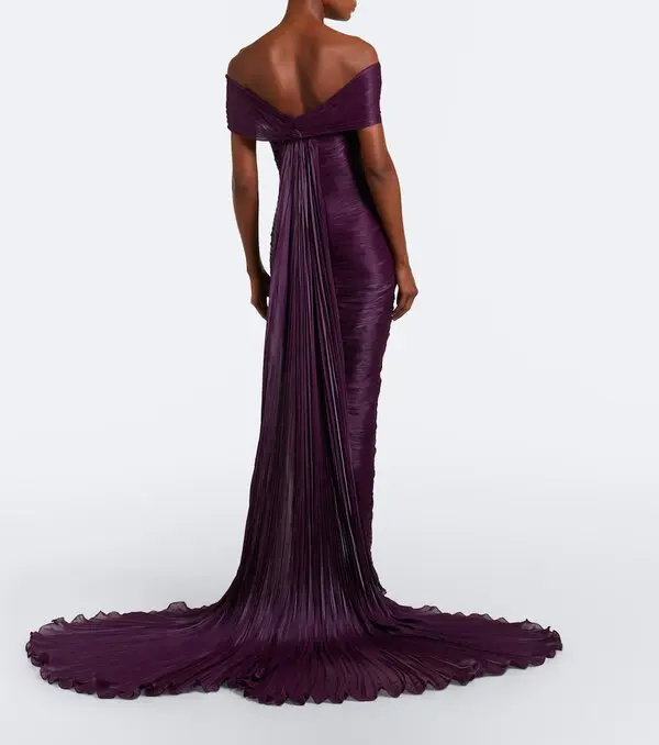 MARMAR HALIM Pleated Off-shoulder Bustier Gown