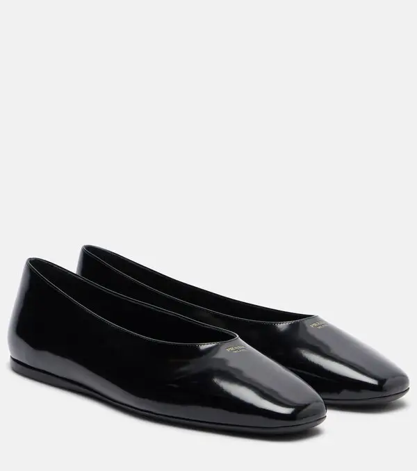 Prada Leather Ballet Flats - Black