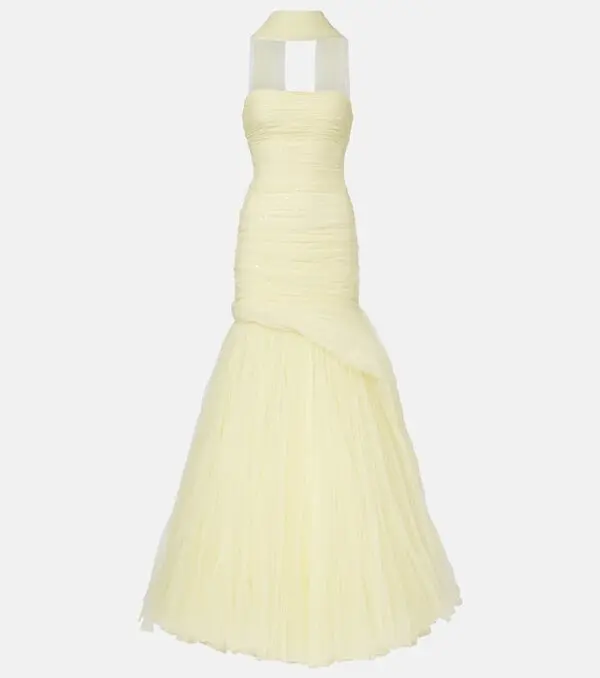 MARMAR HALIM Tulle Bustier Gown - Yellow