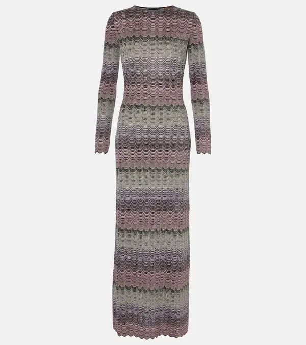 Missoni Multicolor On Black Base Lamé Maxi Dress - Multicoloured