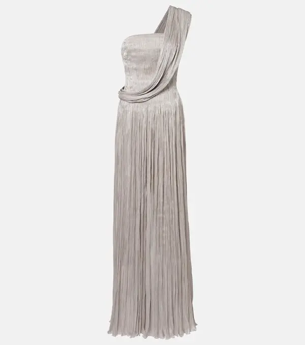MARMAR HALIM Pleated Bustier Gown - Silver