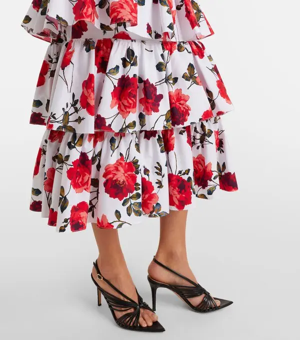 Carolina Herrera Floral Tiered Cotton-blend Corset Dress - Multicoloured