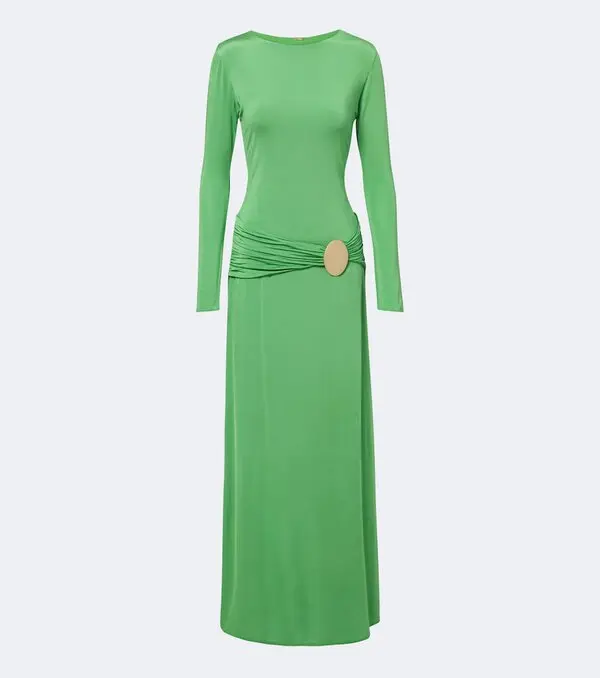 CALA DE LA CRUZ Eres Gathered Jersey Maxi Dress - Green